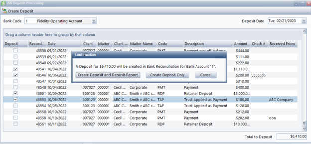 Deposit Processing – Orion Law Management