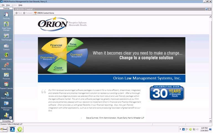 The Orion Interface – Orion Law Management